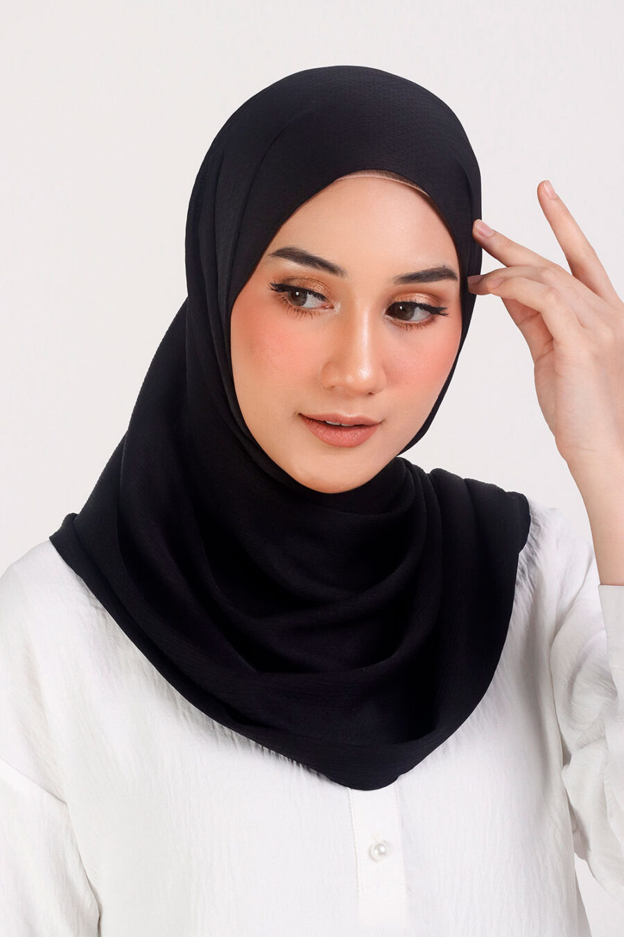 Jasmina Basic Shawl Plain Black - Jasmina
