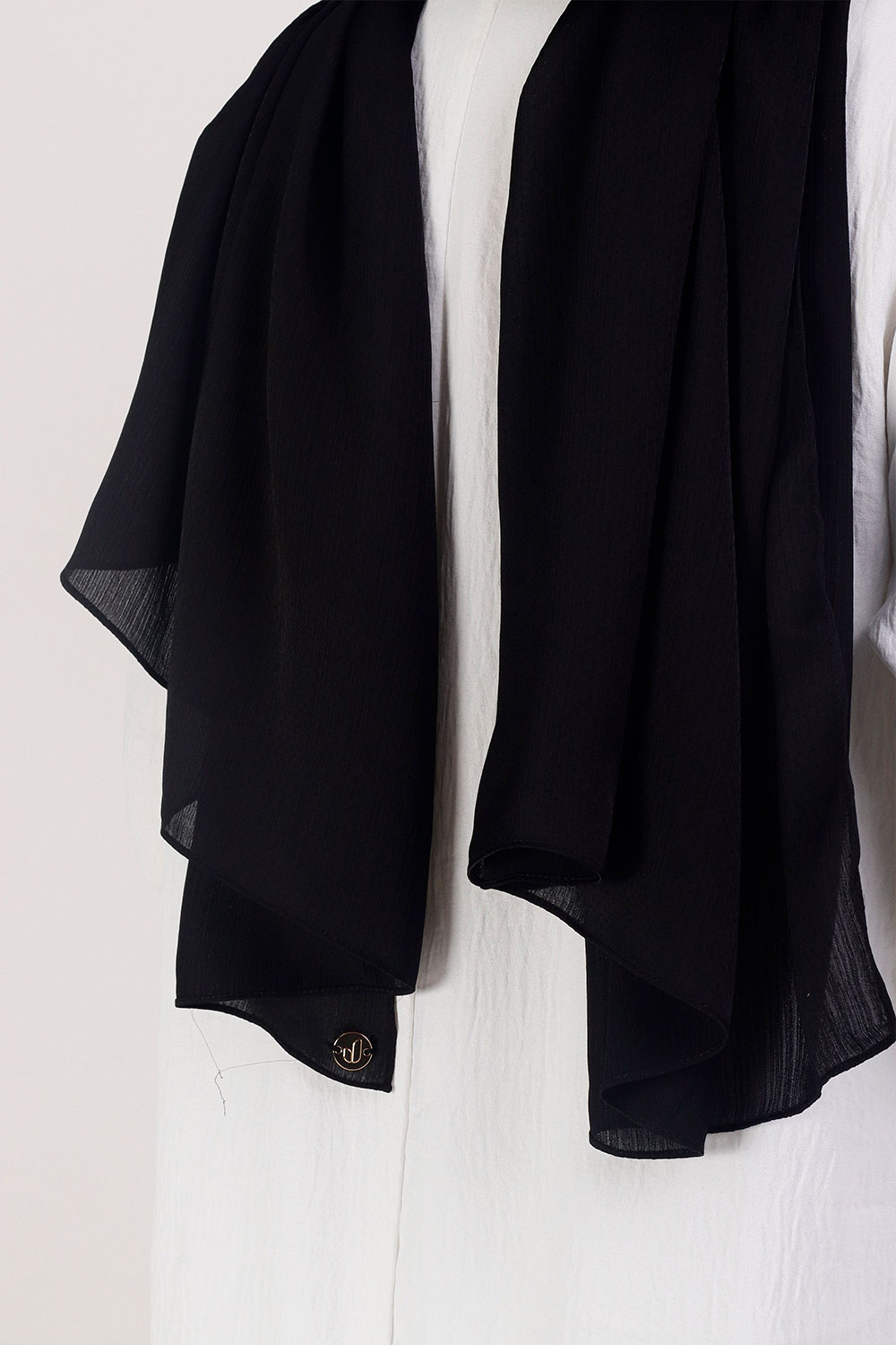 Jasmina Basic Shawl Plain Black - Jasmina