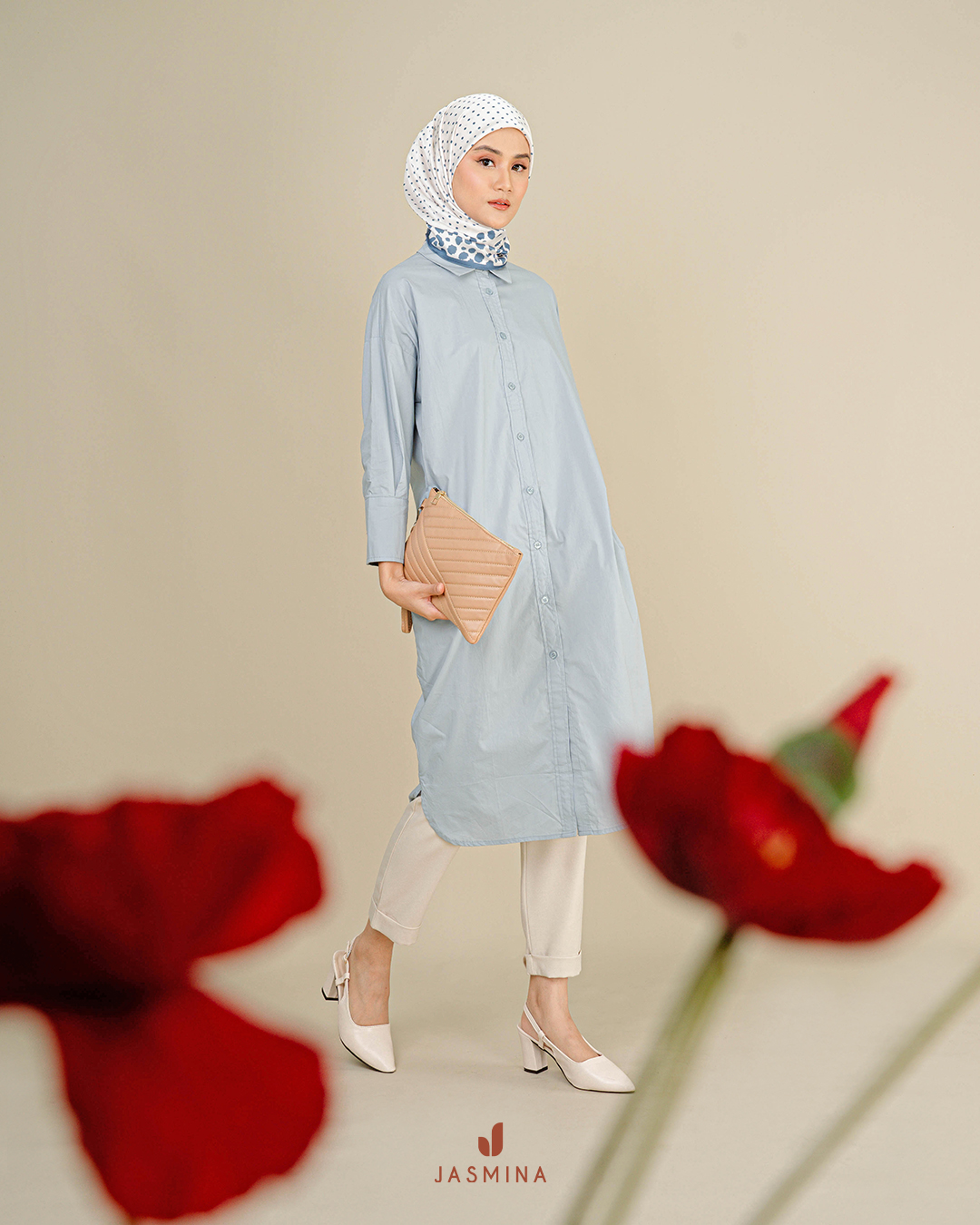 April Long Top Baby Blue - Jasmina