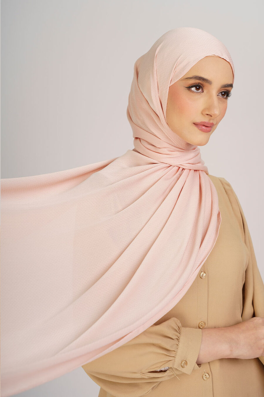 Jasmina Basic Shawl Plain Peach - Jasmina