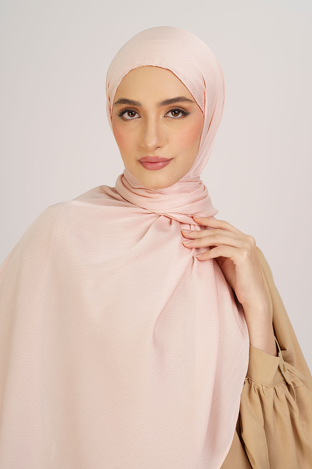 Jasmina Basic Shawl Plain Peach - Jasmina