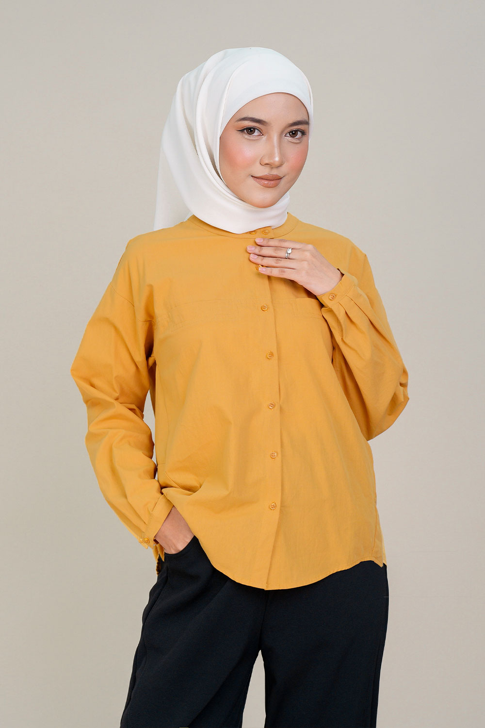 Rowan Plain Blouse Mustard Yellow - Jasmina