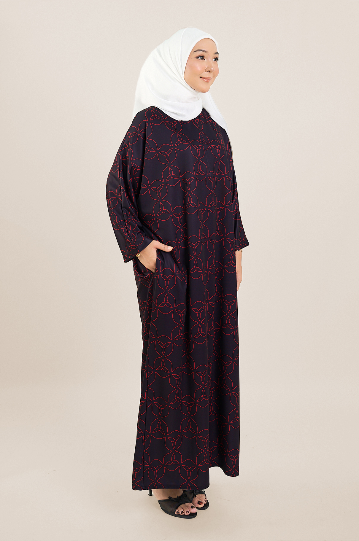 Zaireen Kaftan Black-Red - Jasmina