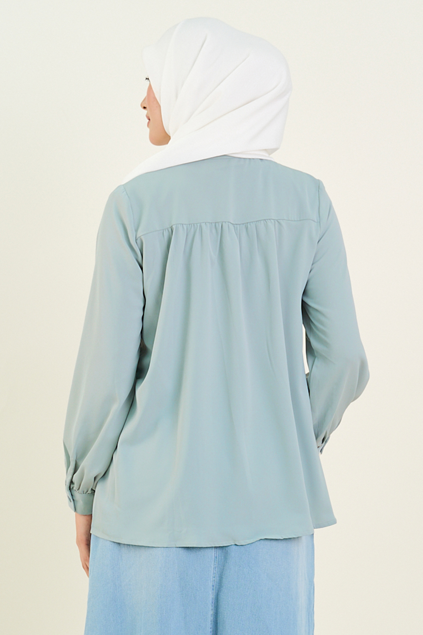 Aurelia Embroidered Blouse Ash Blue - Jasmina